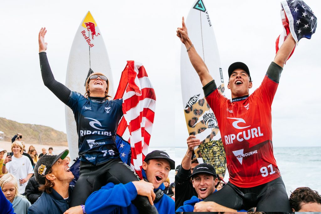 ケイトリン・シマーズとコール・ハウシュマンがCT第4戦リップカール・プロ・ベルズ・ビーチで優勝。 | SURFMEDIA